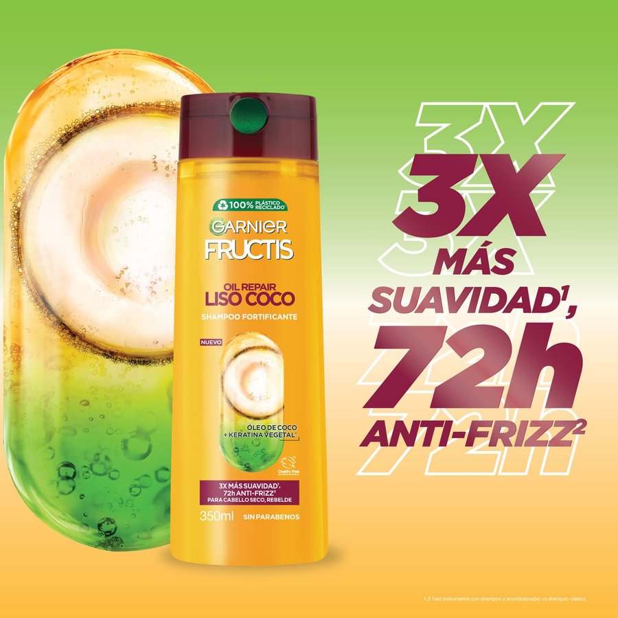 Repará y alisa con Fructis Oil Repair 3 Liso Coco Shampoo de Garnier