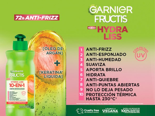 Hydra Liss de Fructis: Nueva Línea Anti Frizz | Garnier
