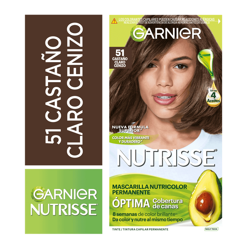 Tono 51 Castaño Ceniza Nutrisse | Coloración | Garnier Argentina