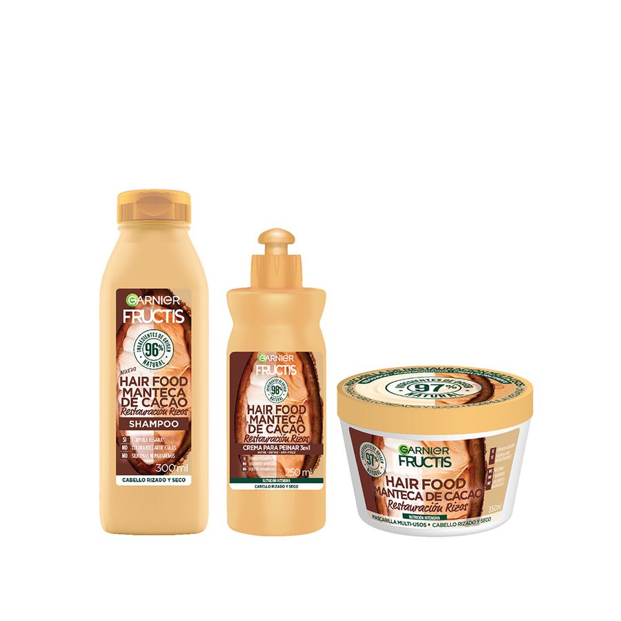 COMBO FRUCTIS RESTAURACIÓN RULOS HAIR FOOD CACAO