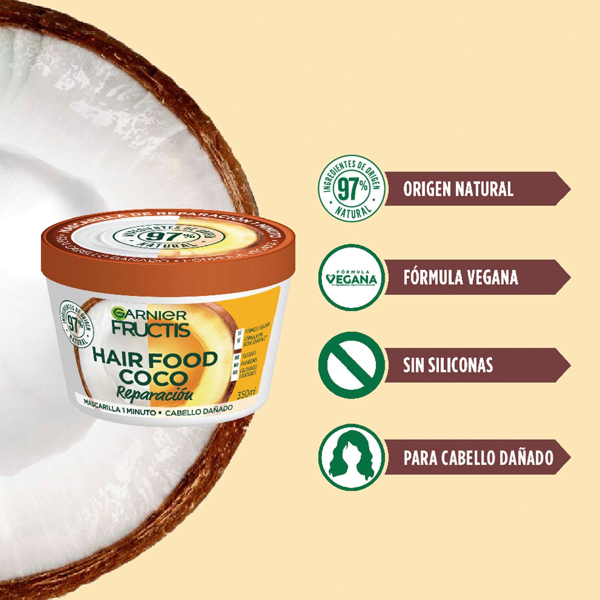 Experimentá la Exótica Máscara Fructis Hair Food de Coco | Garnier